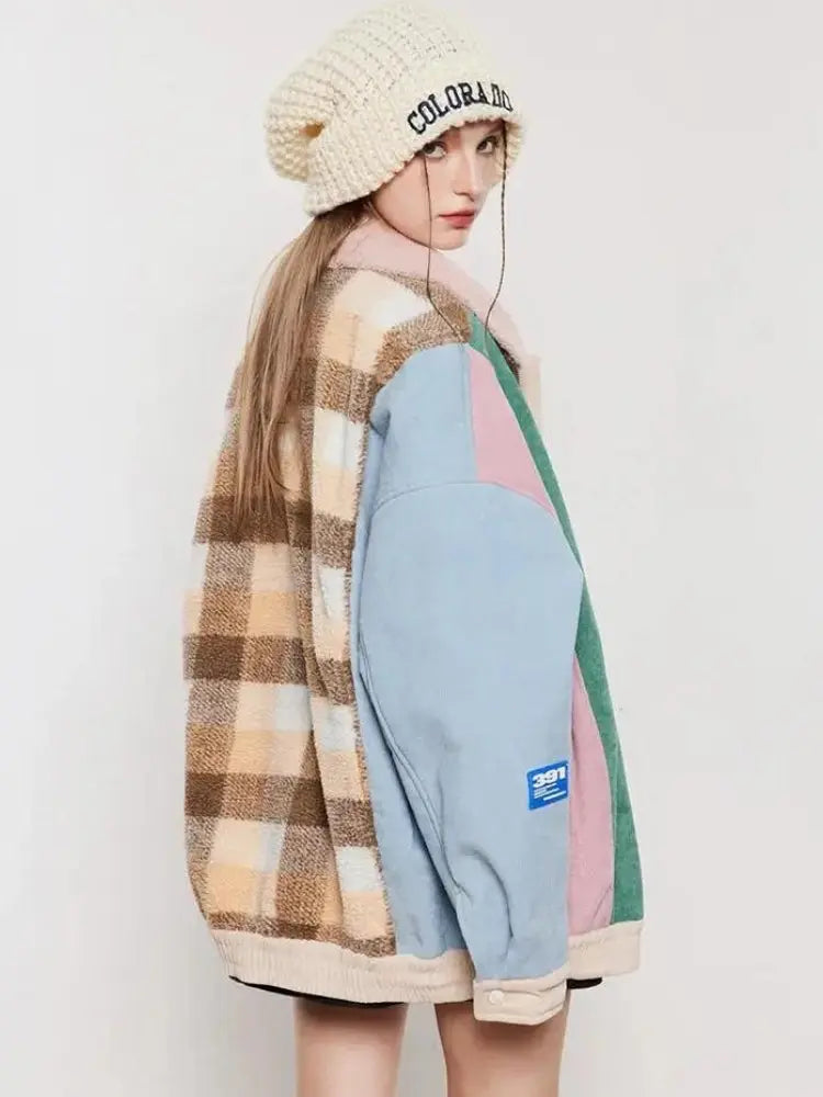 Retro Patchwork Color Jacket – Japan-Clothing