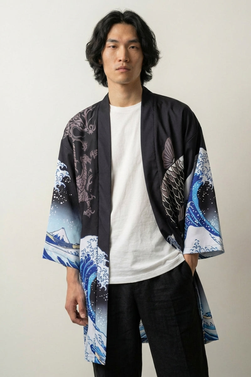 Happi Coat 'Koi Nami' | Japan Clothing – JAPAN CLOTHING